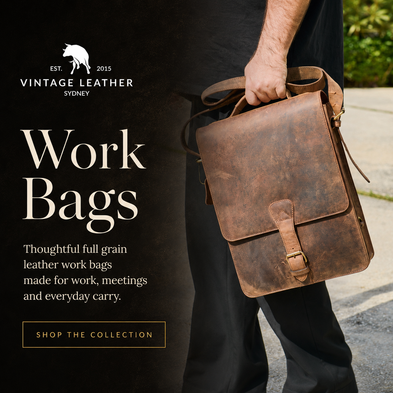 Leather Work Bags Australia | Men & Women | Full-Grain – Vintage ...